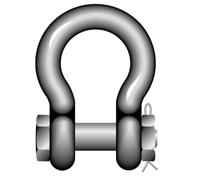 Small Bow Shackle - Self Colour with Type E Bolt & Nut Pin collar ...