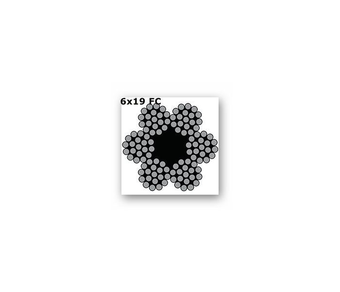 Galvanised steel wire ropes 6 x 19 construction (Fibre core)